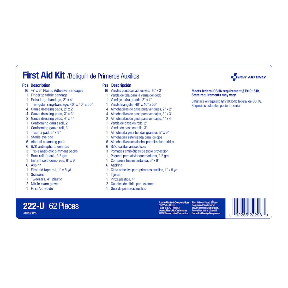 10 Person First Aid Kit Plastic Case with Dividers – firstaidonly