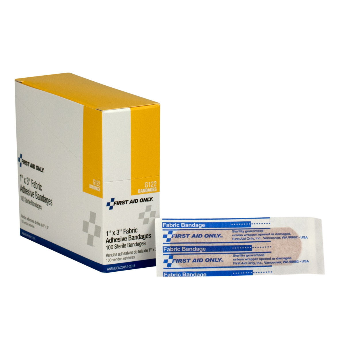 1"x3" Fabric Bandages 100 Per Box - First Aid Only – firstaidonly