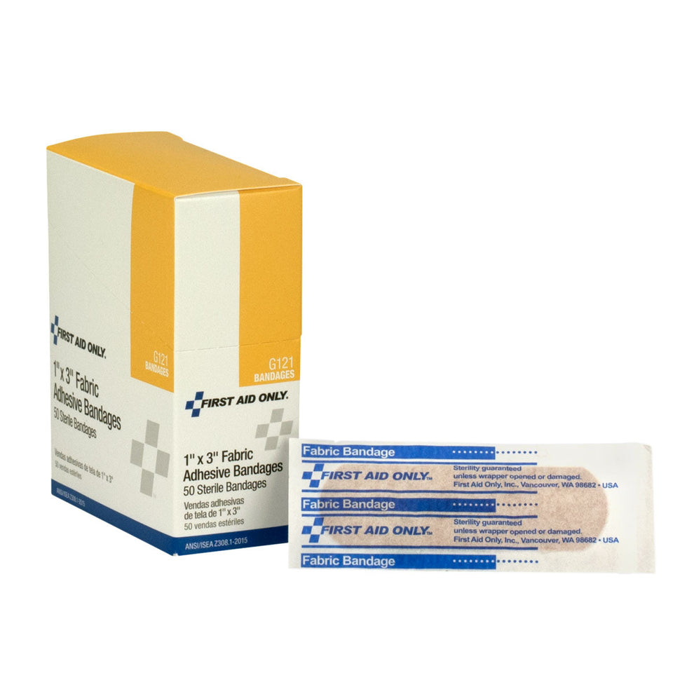 1"x3" Fabric Bandages 50 Per Box - First Aid Only – firstaidonly