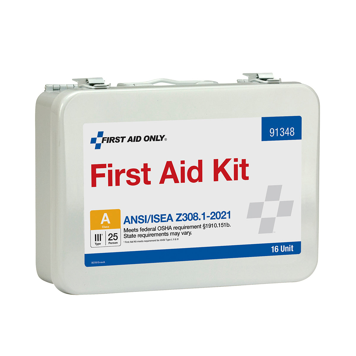 25 Person ANSI A 16 Unit Metal First Aid Kit ANSI 2021 – firstaidonly