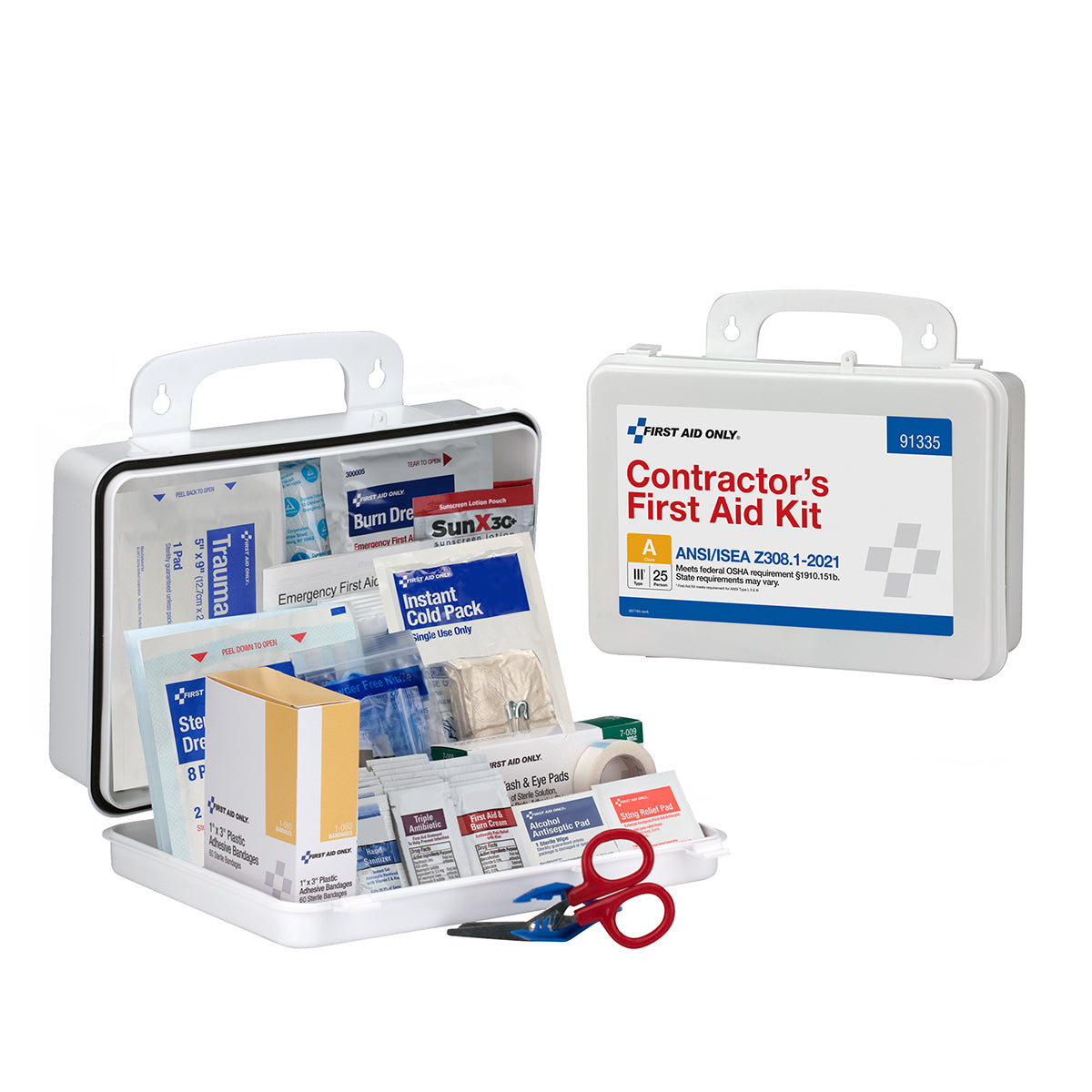 25 Person ANSI A Contractor Plastic First Aid Kit ANSI – firstaidonly