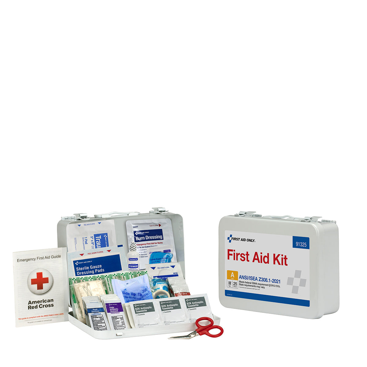 25 Person ANSI A Metal First Aid Kit ANSI 2021 – firstaidonly