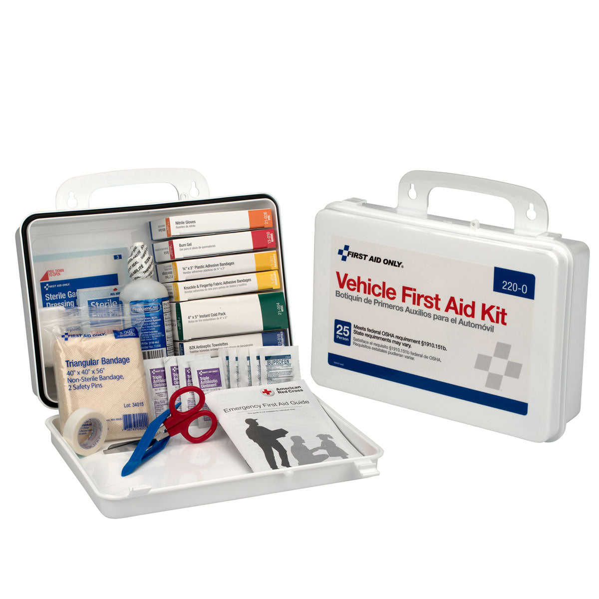 25 Person Vehicle First Aid Kit Plastic Case - First – firstaidonly