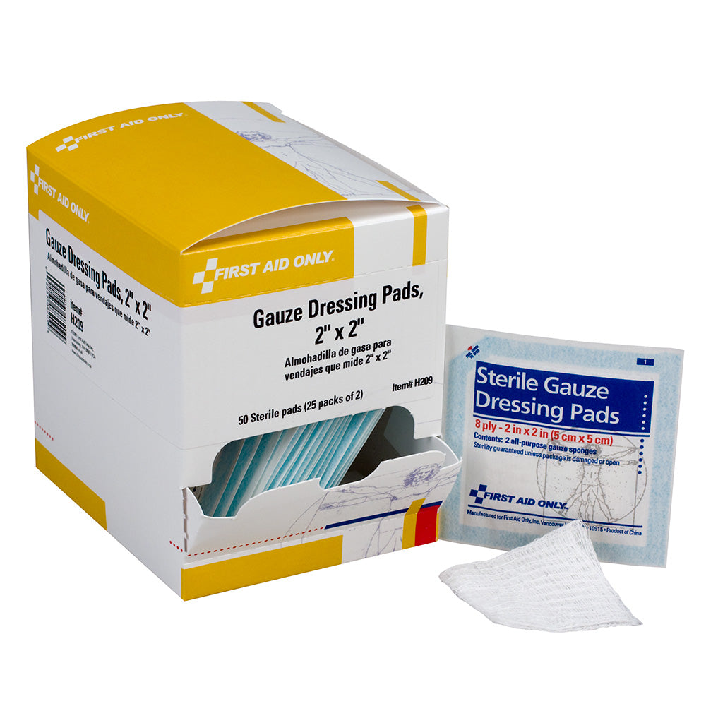 2"x2" Sterile Gauze Pads 50 Per Box - First Aid Only – firstaidonly