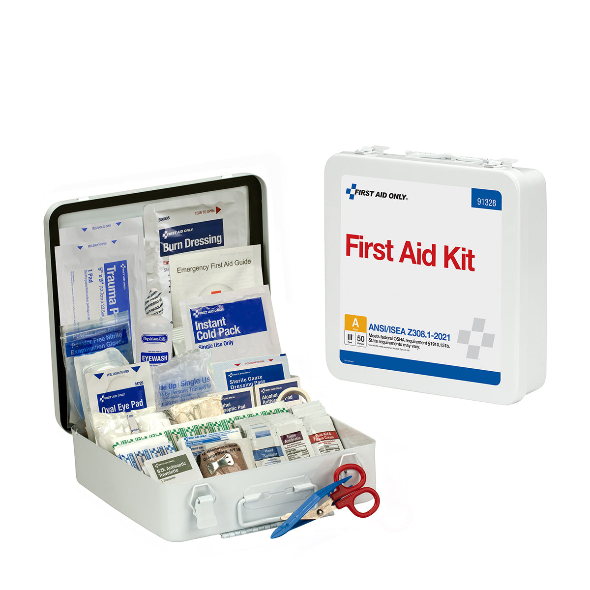50 Person ANSI A Metal First Aid Kit ANSI 2021 – firstaidonly