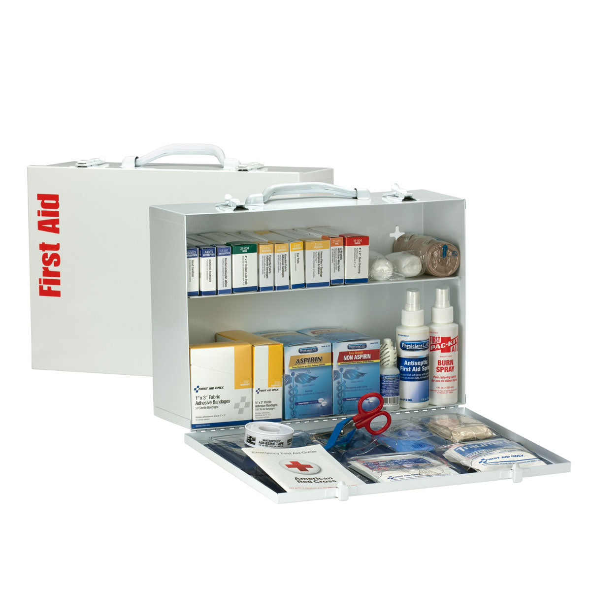 75 Person 2 Shelf First Aid Metal Cabinet ANSI – firstaidonly