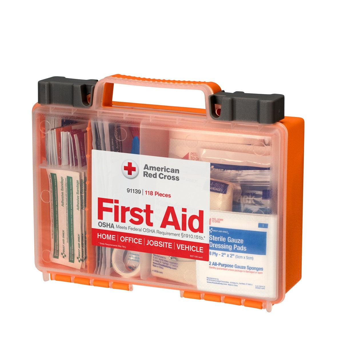 American Red Cross Clear Cover 118-piece First Aid Kit – firstaidonly