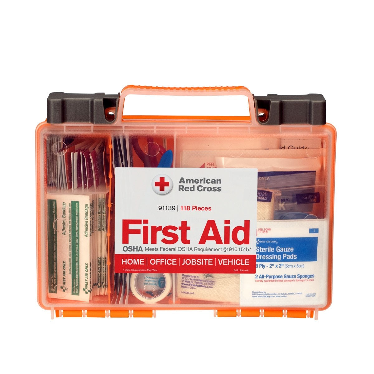 American Red Cross Clear Cover 118-piece First Aid Kit – firstaidonly