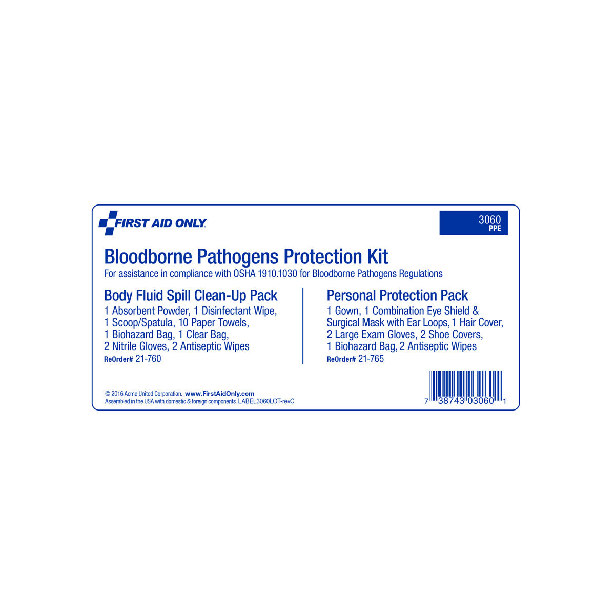 Bloodborne Pathogen (BBP) Unitized Spill Clean Up Kit – firstaidonly