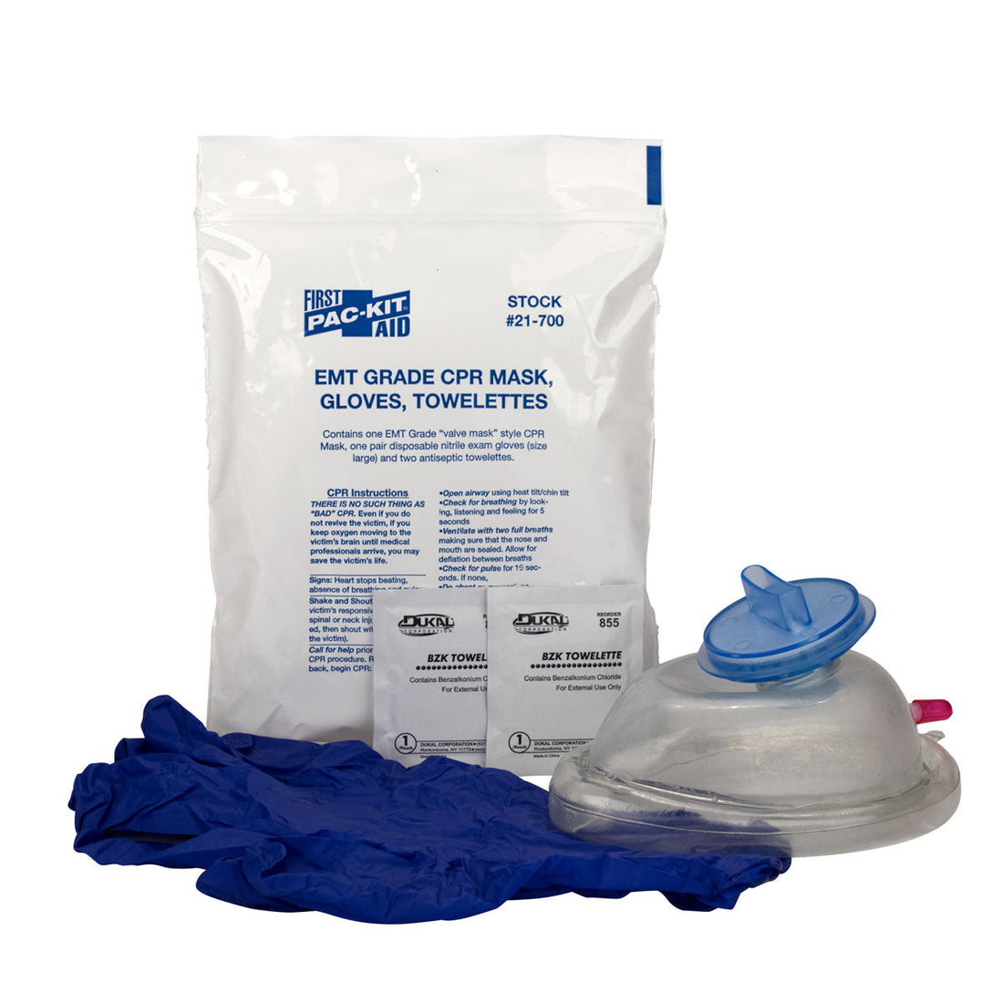 CPR Mask (EMT Grade) 2 Gloves 2 Wipes - First Aid Only – firstaidonly