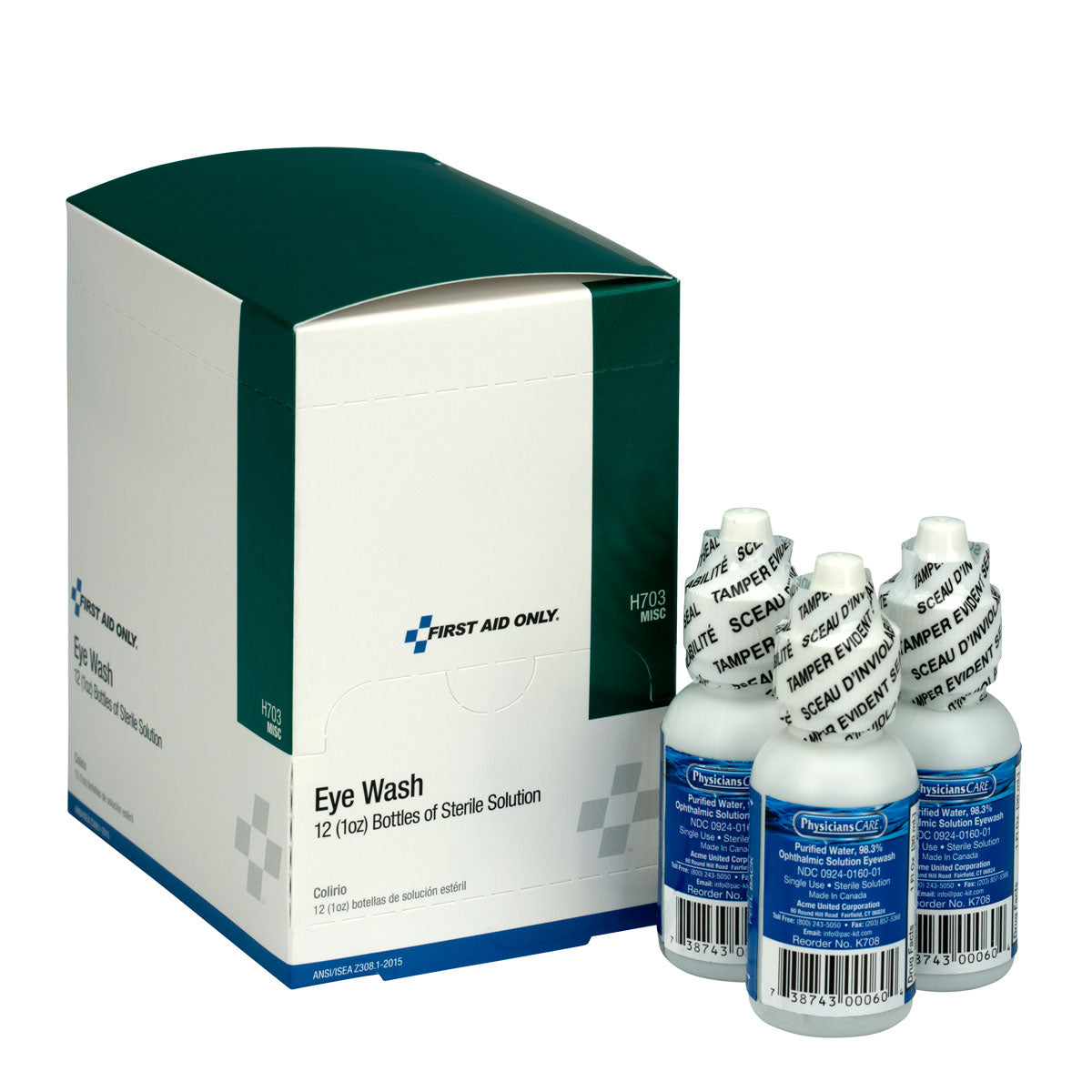 Eyewash Bottle Screw Cap 1 oz. 12 Per Box - First Aid – firstaidonly