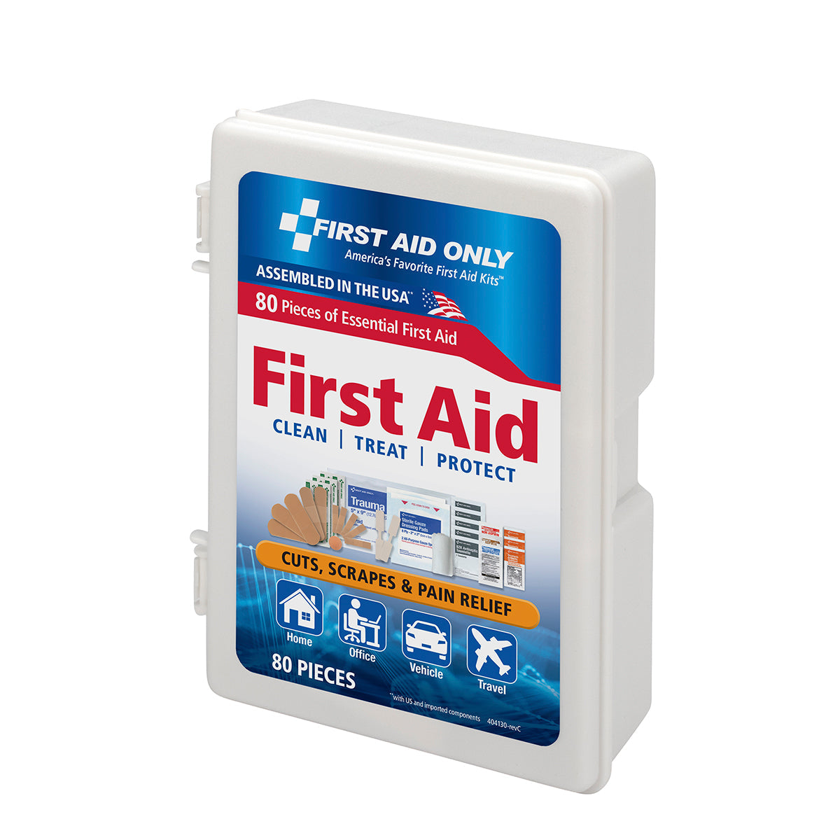 First Aid Kit 80 Piece Plastic Case - First Aid Only – firstaidonly