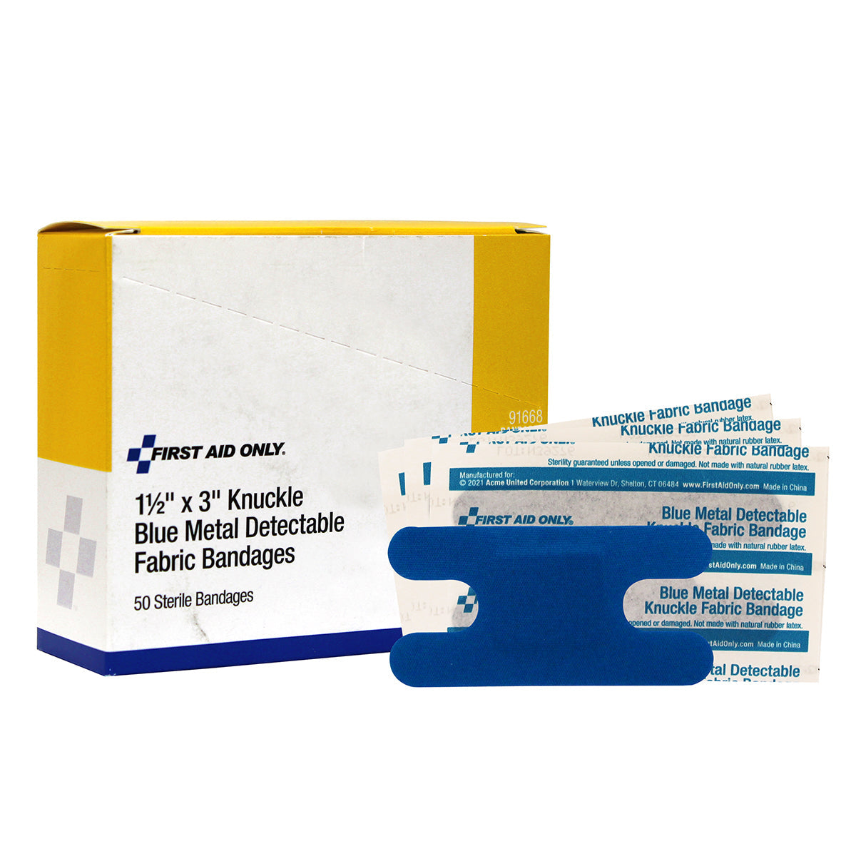 Knuckle Blue Metal Detectable Adhesive Fabric Bandages – firstaidonly