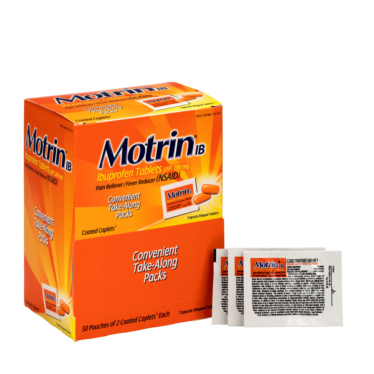 Motrin Ibuprofen Individually Wrapped Medication 50 – firstaidonly