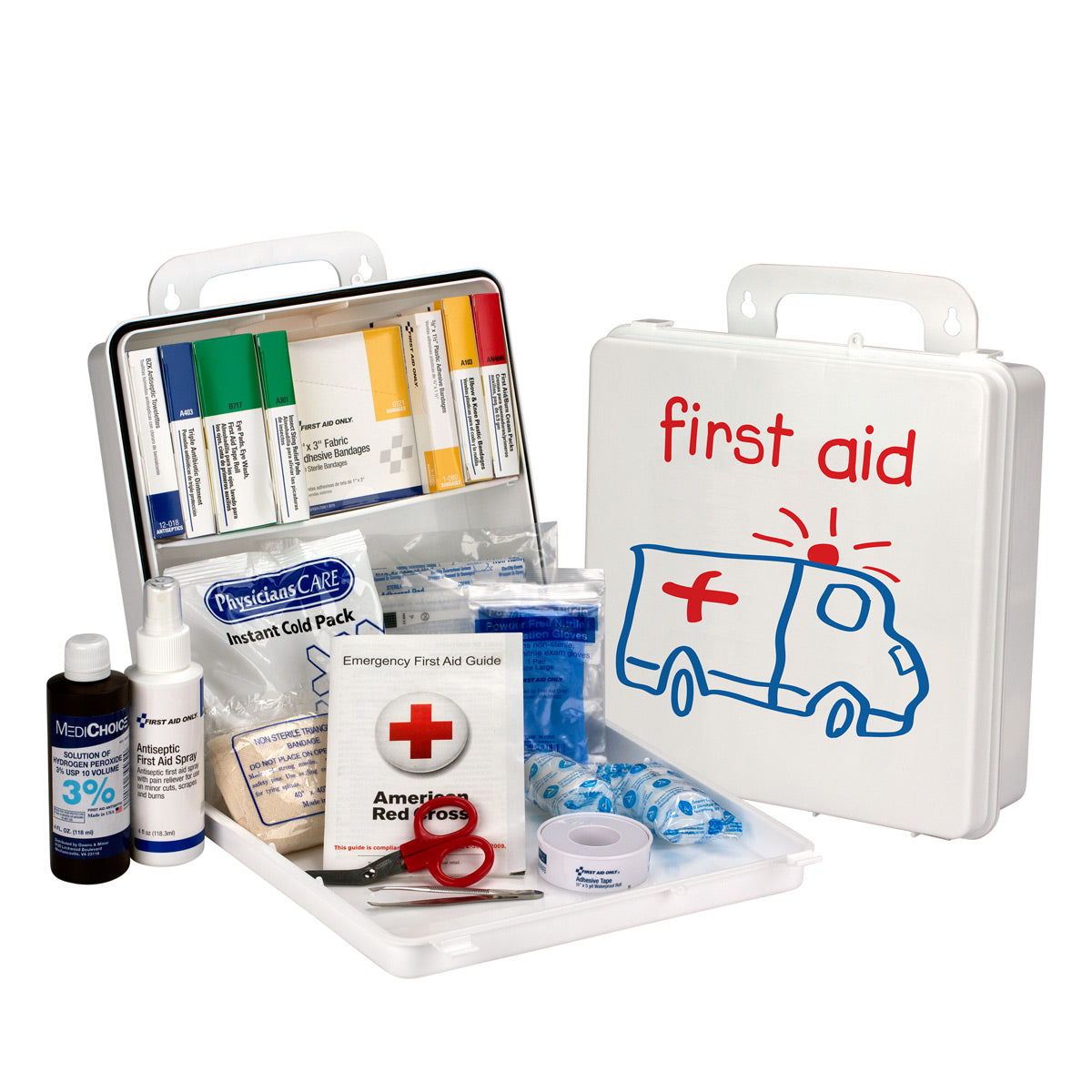 Pediatric 25 Person First Aid Kit Plastic Case - First – firstaidonly
