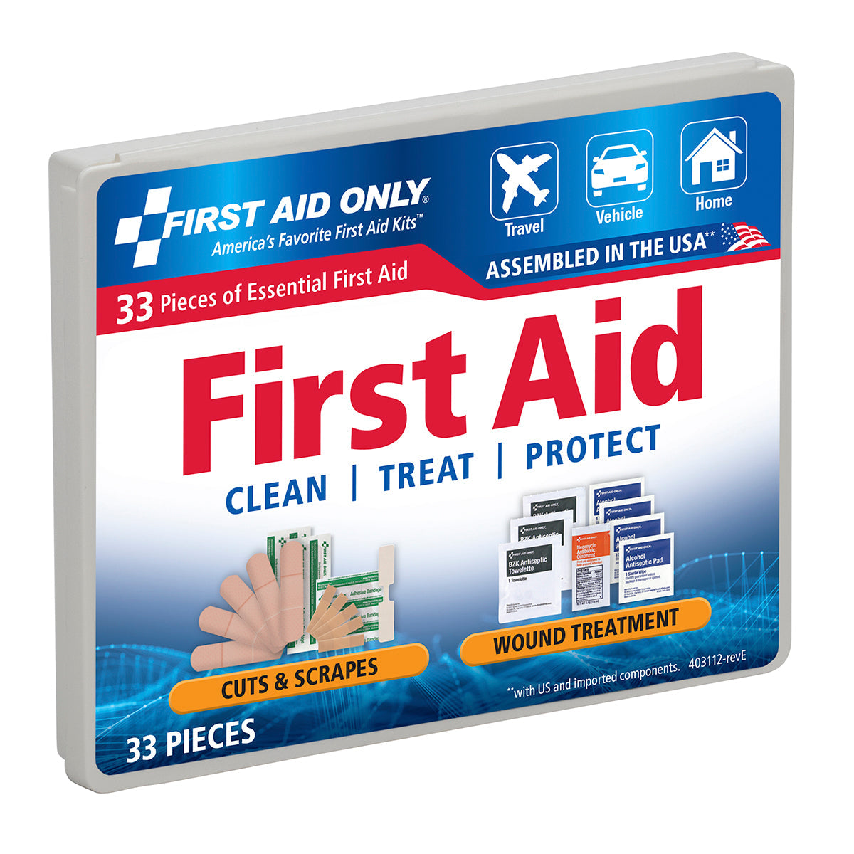 Personal First Aid Kit 34 Piece Plastic Case - First – firstaidonly