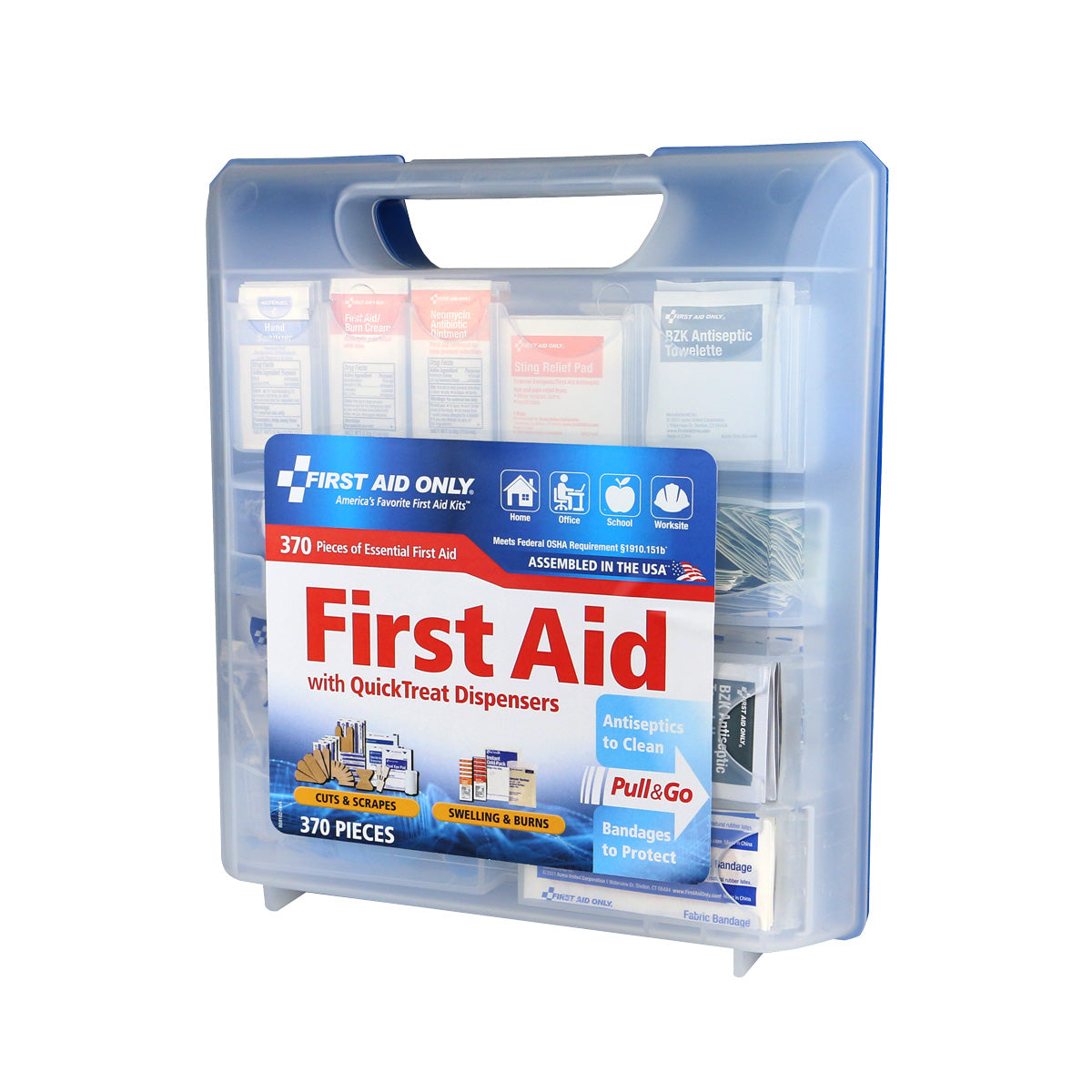 QuickTreat Dispenser Plastic First Aid Kit 370 pieces – firstaidonly