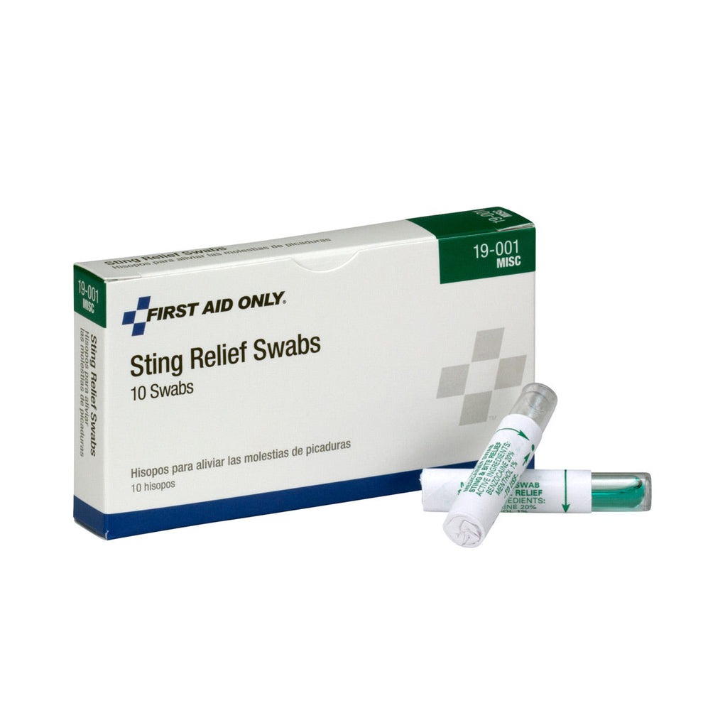 Sting Relief Swabs 10 Per Box - First Aid Only – firstaidonly
